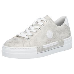 Rieker Sneaker, Freizeitschuh, Halbschuh, Schnürschuh mit Plateausohle metallic-grau 36 36 Modischer Plateausneaker mit modischem Used-Metallic-Effekt