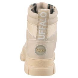 Buffalo Damen Schn&uuml;rboots &raquo;NOVA COM VEGAN&laquo; , Stiefelette, High Top Sneaker, Plateauabsatz, mit Memory Foam beige 38