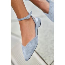 Lascana Damen Lascana Ballerina Slingballerina, Riemchenballerina, Halbschuh, Slipper, Sandale VEGAN blau 37