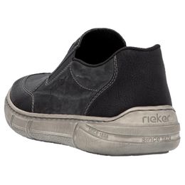 Rieker Herren Slipper , Slip-on Sneaker, Halbschuh, Schlupfschuh mit beidseitigem Gummizug grau 44