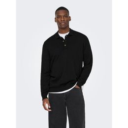 Only & Sons Only & Sons Herren ONLY & SONS Polokragenpullover &raquo;ONSLOUI REG 12 LS MEL POLO KNIT&laquo; schwarz M