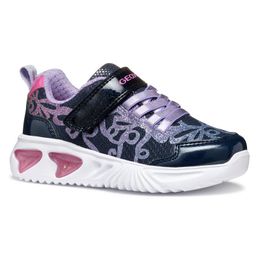 Geox M&auml;dchen Sneaker &raquo;J ASSISTER GIRL Blinkschuh&laquo; , Klettschuh mit bunt glitzerndem Schleifchen Muster und Blinkfunktion blau 26