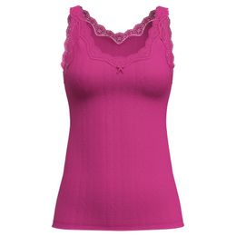 Calida Damen Calida Tanktop &raquo;Etude Toujours&laquo; zarte Spitze, Nadelstreifen-Design, Cotton-Mix, elastisch lila XS (36/38)
