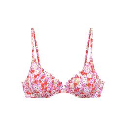 Lascana Damen Lascana B&uuml;gel-Bikini-Top &raquo;Jasmin&laquo; mit Wattierung und im Bl&uuml;mchen-Design rot 34, Cup B