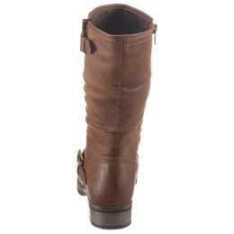 Rieker Damen Stiefel , Boots, Winterboots, Blockabsatz mit gerafftem slouchy-Schaft braun 36, Normalschaft