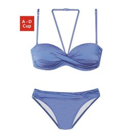 Lascana Damen Lascana B&uuml;gel-Bandeau-Bikini mit verschiedenen Tr&auml;gervarianten blau 34, Cup C