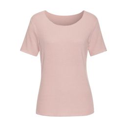Lascana Damen Lascana Rundhalsshirt &raquo;mit feiner Glitzereinfassung&laquo; aus weichem Viskose-Feinstrick rosa 32/34