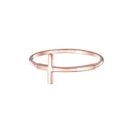Elli Premium Damen Fingerring &raquo;Kreuz 750 Rosegold&laquo; rosa