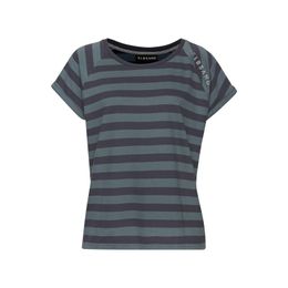 ELBSAND Damen T-Shirt &raquo;Calisa&laquo; mit Streifenmuster, sportliches Kurzarmshirt aus Baumwoll-Mix blau S (36)