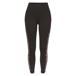 active by Lascana Lascana Active Damen LASCANA ACTIVE Leggings Eins&auml;tze mit Leopardenmuster an den Beinen schwarz XS (32/34), N-Gr