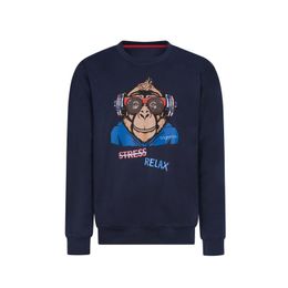 TRIGEMA Sweatshirt »Sweatshirt mit lässigem Affen-Druckmotiv« navy L L #aufgenähtes Patch TRIGEMA Logo