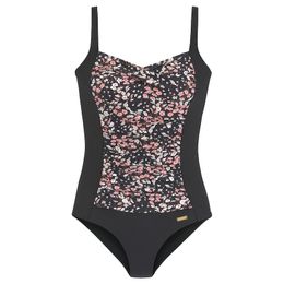 Lascana Damen Lascana Badeanzug &raquo;Blair&laquo; mit floralem Design und Shaping-Effekt schwarz 38, Cup D