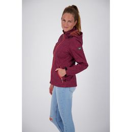 Lpo Damen LPO Softshelljacke &raquo;SHELBY PEAK II&laquo; leichte Softshelljacke mit All-Over-Print und abnehmbarer Kapuze rot 40/42 (M)