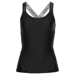 active by Lascana Lascana Active Damen LASCANA ACTIVE Funktionsshirt mit elastischen Tr&auml;gern und Mesh schwarz 32/34