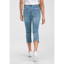 H.I.S. H.I.S Damen Caprijeans schmale Beinform, krempelbare Beinabschl&uuml;sse, hohe Leibh&ouml;he blau 31, N-Gr