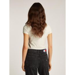 Tommy Jeans Curve Damen T-Shirt &raquo;TJW SLIM LINEAR TEE EXT&laquo; in Gro&szlig;e Gr&ouml;&szlig;en wei&szlig; 5XL (50)
