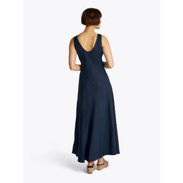Tommy Hilfiger Damen Maxikleid &raquo;TEXTURED LINEN TANK MAXI DRESS&laquo; mit Metalllabel,k&uuml;hlendes Premium Leinen blau 36, N-Gr