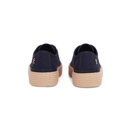 Tommy Hilfiger Damen Plateausneaker &raquo;VULC ESPADRILLE SNEAKER&laquo; , Freizeitschuh, Halbschuh, Schn&uuml;rer mit bastbezogenem Plateau blau 42
