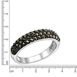 ZEEme Fingerring »Silber 925 rhodiniert mit 43 Markasit-Steinen« schwarz 054 (17,2) Eleganter Damen-Ring aus 925 Silber rhodiniert