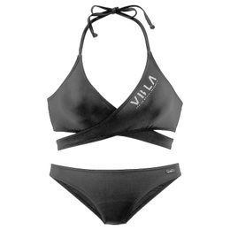 Venice Beach Damen Triangel-Bikini mit Top zum Wickeln schwarz 32, Cup A/B