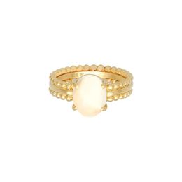 Elli Premium Damen Fingerring &raquo;Mondstein Edelstein Oval Elegant 925 Silbe&laquo; gold