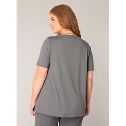 Base Level Curvy Damen T-Shirt &raquo;Alba&laquo; mit V-Ausschnitt grau 48