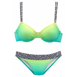 Kangaroos Damen Kangaroos B&uuml;gel-Bikini mit trendigen Details im Leoprint blau 38, Cup B
