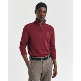 Gant Herren Troyer &raquo;CASUAL COTTON HALF ZIP&laquo; mit grafischer Logostickerei auf der Brust rot XL
