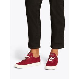 Tommy Hilfiger Herren Sneaker &raquo;TH HI VULC LOW OXFORD TWILL&laquo; , Freizeitschuh, Halbschuh, Schn&uuml;rschuh mit Label an der Ferse rot 45