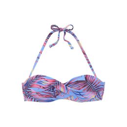 Lascana Damen Lascana B&uuml;gel-Bandeau-Bikini-Top &raquo;Breese&laquo; im tropischen Design blau 32, Cup A