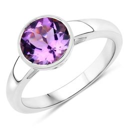 Vira Jewels Damen Fingerring &raquo;925-Sterling Silber rhodiniert Gl&auml;nzend Amethyst lila&laquo; wei&szlig;