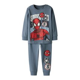 name it Schlafanzug 'NMMocti Spider' Jungen Gr&ouml;&szlig;e 122 taubenblau / rot / schwarz / wei&szlig;
