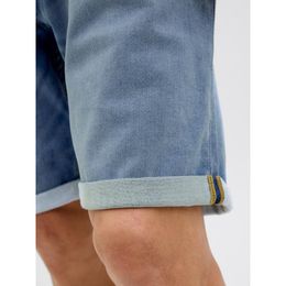 Jack & Jones Jack & Jones Herren Shorts &raquo;JJIRICK mit Aufschlag und Knopfverschluss f&uuml;r den Sommer&laquo; unifarben, regular fit, Web, Five-Pocket-Stil, elastisch blau 