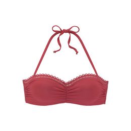 s.Oliver Bügel-Bandeau-Bikini-Top »Aiko« mit Häkeloptik rostrot 34 - Cup B Cup B 34 Modische Lasercut-Kante