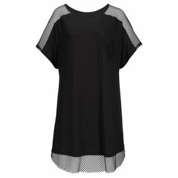 s.Oliver Damen s.Oliver Longshirt mit Mesheins&auml;tzen, Shirtkleid, Strandkleid, lockere Passform schwarz 32/34