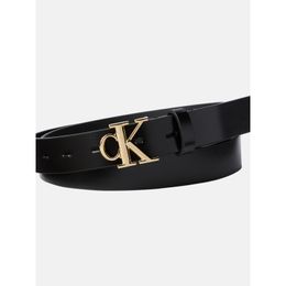 Calvin Klein Jeans Damen Lederg&uuml;rtel &raquo;Monogram Plaque Buckle 25MM&laquo; schwarz