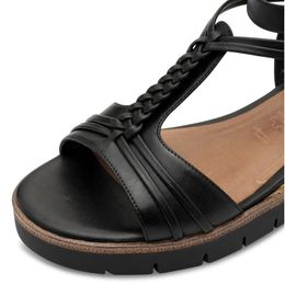 Tamaris Damen Keilsandalette , Riemchensandale, Sommerschuh mit Flechtriemchen schwarz 42