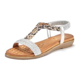 Vivance Damen Sandale &raquo;Sommerschuh&laquo; Sandalette, Sommerschuh mit geflochtenen Riemchen und weichem Fu&szlig;bett silber 41