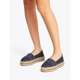 Tommy Hilfiger Damen Espadrille &raquo;DENIM PLATFORM ESPADRILLE&laquo; , Plateau, Slipper, Schlupfschuh, Bequemschuh mit Bastbezug am Plateau blau 41