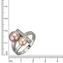 ZEEme Damen Fingerring &raquo;Silber 925 mit 2 Muschelkernperlen und Zirkonia wei&szlig;&laquo; wei&szlig;