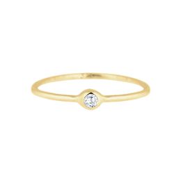 Elli Premium Damen Fingerring &raquo;Solit&auml;r Zirkonia 375er Gelbgold&laquo; wei&szlig;