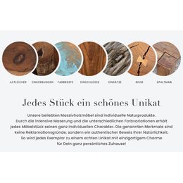 Riess Ambiente Runder Couchtisch GOA 60cm Akazie Massivholz Baumstamm schwarze Metallbeine Riess-Ambiente Sofatisch Wohnzimmertisch Rustikal Industrie & Loft Natur
