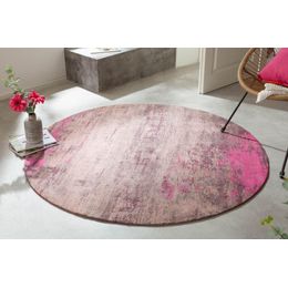 Riess Ambiente Vintage Teppich MODERN ART 150cm beige pink verwaschen rund Used Look Riess-Ambiente