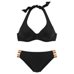 Vivance Damen B&uuml;gel-Bikini mit gestreiften Gummib&auml;ndern schwarz 36, Cup B