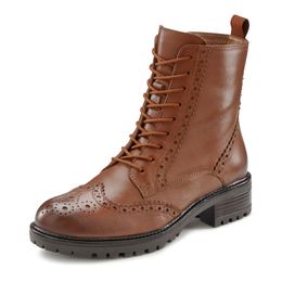 Lascana Damen Lascana Schn&uuml;rstiefelette, Ankle Boots, Leder, Schn&uuml;ren & Rei&szlig;verschluss braun 42