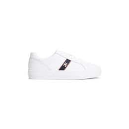 Tommy Hilfiger Damen Plateausneaker &raquo;VULC WEBBING SNEAKER&laquo; , Freizeitschuh, Halbschuh, Schn&uuml;rschuh mit TH-Logo-Schmuckelement wei&szlig; 41
