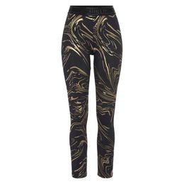active by Lascana Lascana Active Damen LASCANA ACTIVE Funktionsleggings Sportleggings mit gl&auml;nzendem Print und 3D Schriftzug schwarz XS (32/34), N-Gr