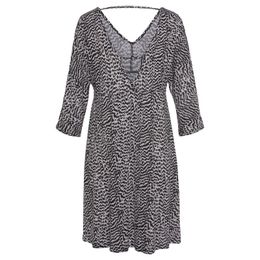 Vivance Damen Jerseykleid mit Animalprint und V-Ausschnitt, 3/4-&Auml;rmel, Sommerkleid, Strandkleid schwarz-wei&szlig; 34, N-Gr