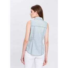 Arizona Damen Jeansbluse mit Kn&ouml;pfen in Perlmuttoptik blau 38