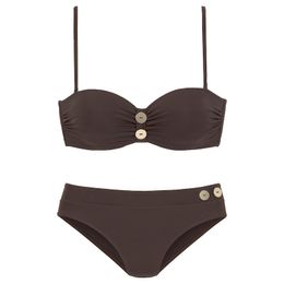 Vivance Damen B&uuml;gel-Bandeau-Bikini mit edlen Zierkn&ouml;pfen braun 36, Cup D